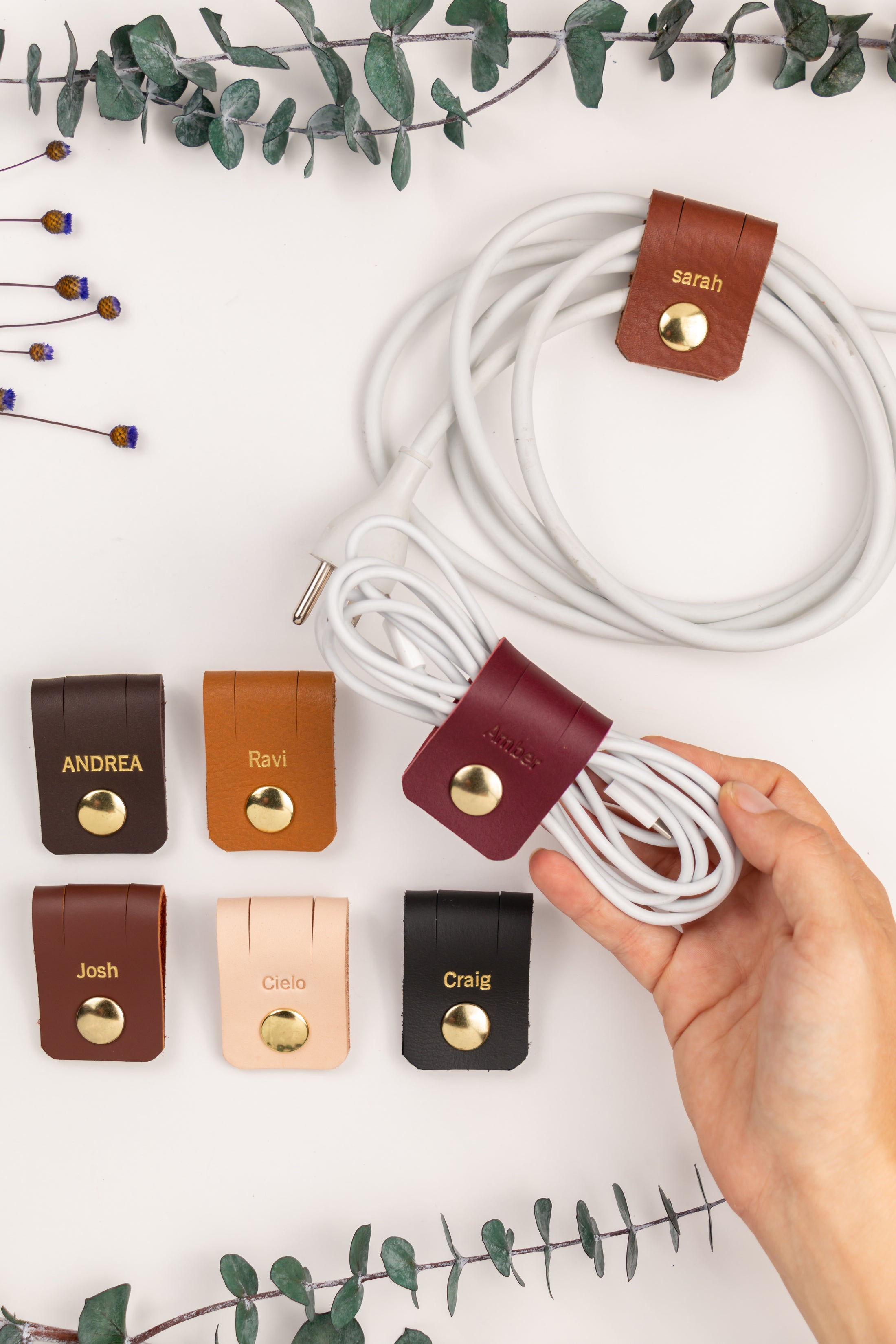 Personalized Large Cable Holder [Flag End - Snap Closure] – Keyaiira