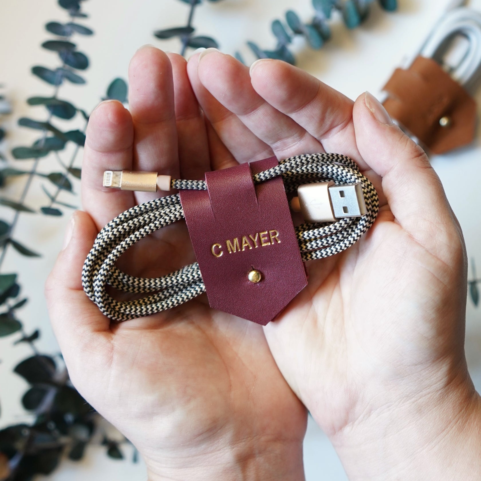 Personalized Large Cable Holder [Flag End - Snap Closure] – Keyaiira