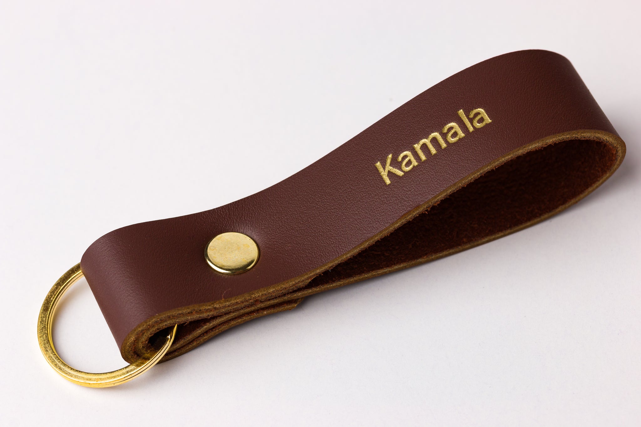 Personalized Thick Leather Loop Keychain | 14k gold or imprinted ...