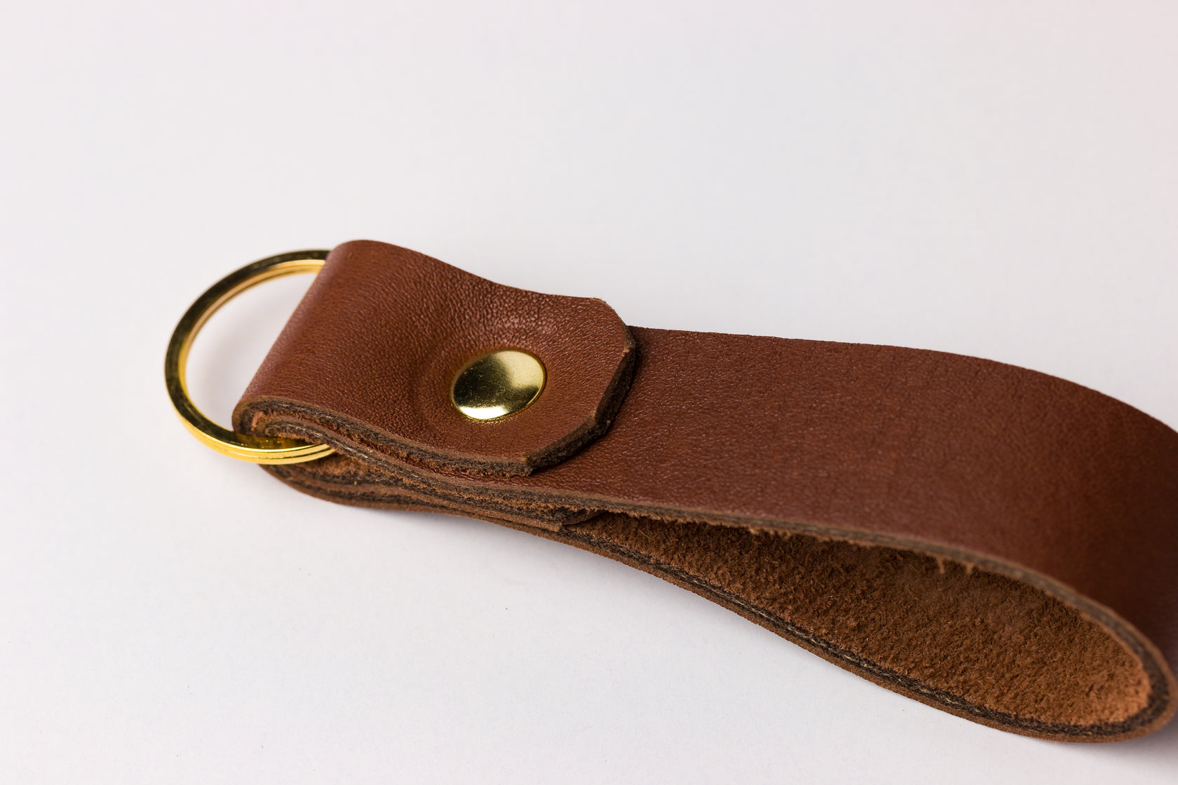 Personalized Thick Leather Loop Keychain | 14k gold or imprinted ...