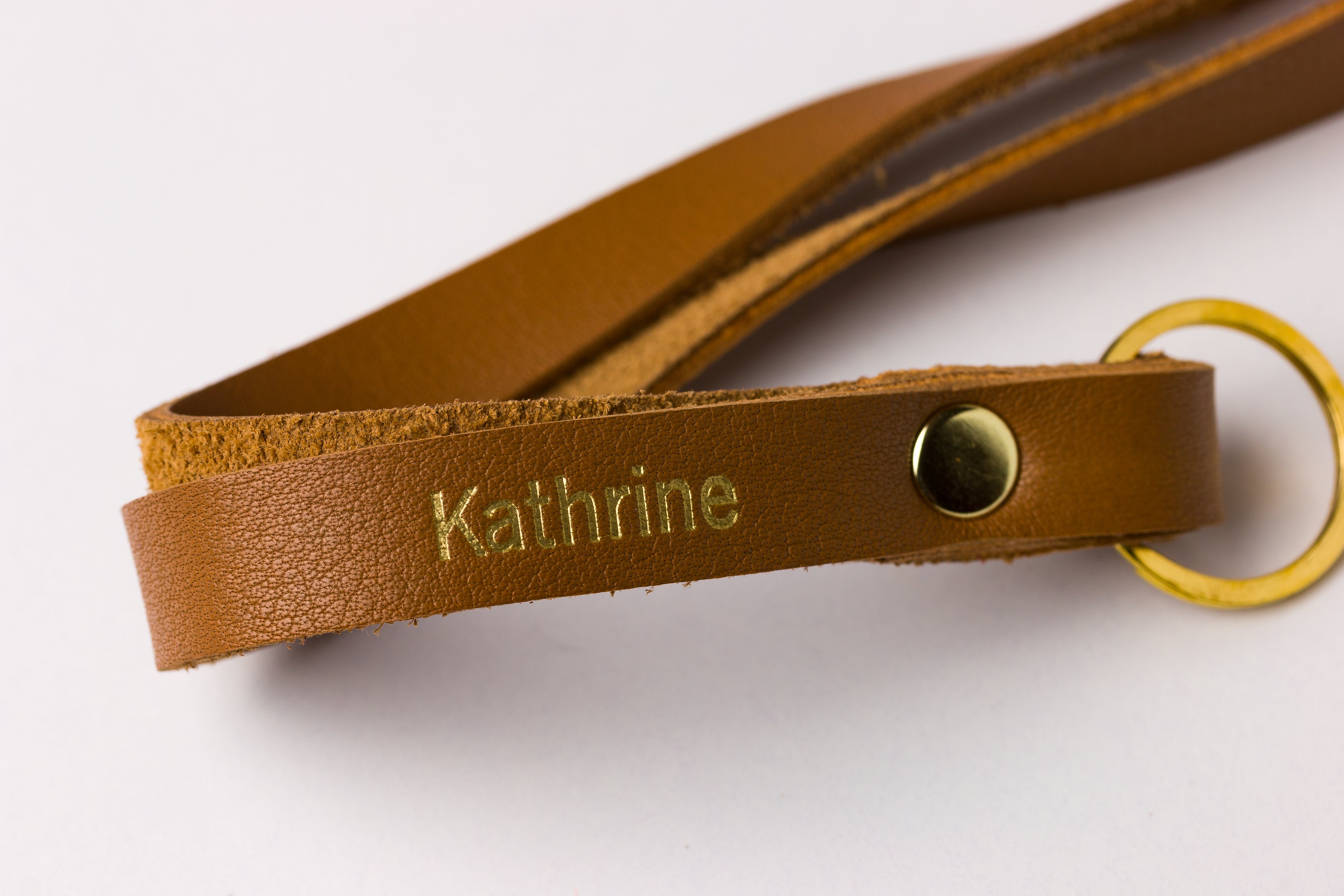 Personalized Skinny Leather Lanyard | 14k gold monogram – Keyaiira